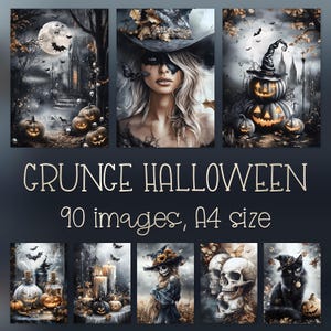 Grunge Halloween Digital Paper: Spooky Junk Journal Pages, Creepy ...