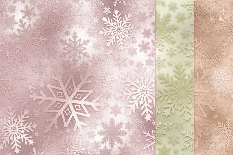 Festive Snowflake Digital Papers, Pastel Winter Patterns, Holiday ...