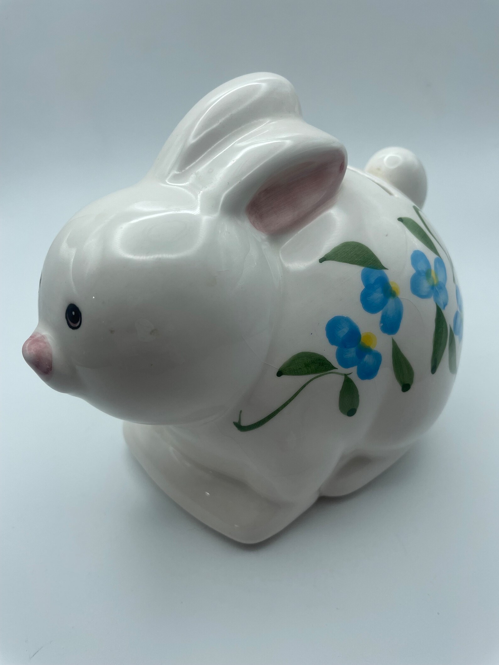 Vintage Bunny Bank With Blue Flowers Charming Collectible Décor - Etsy