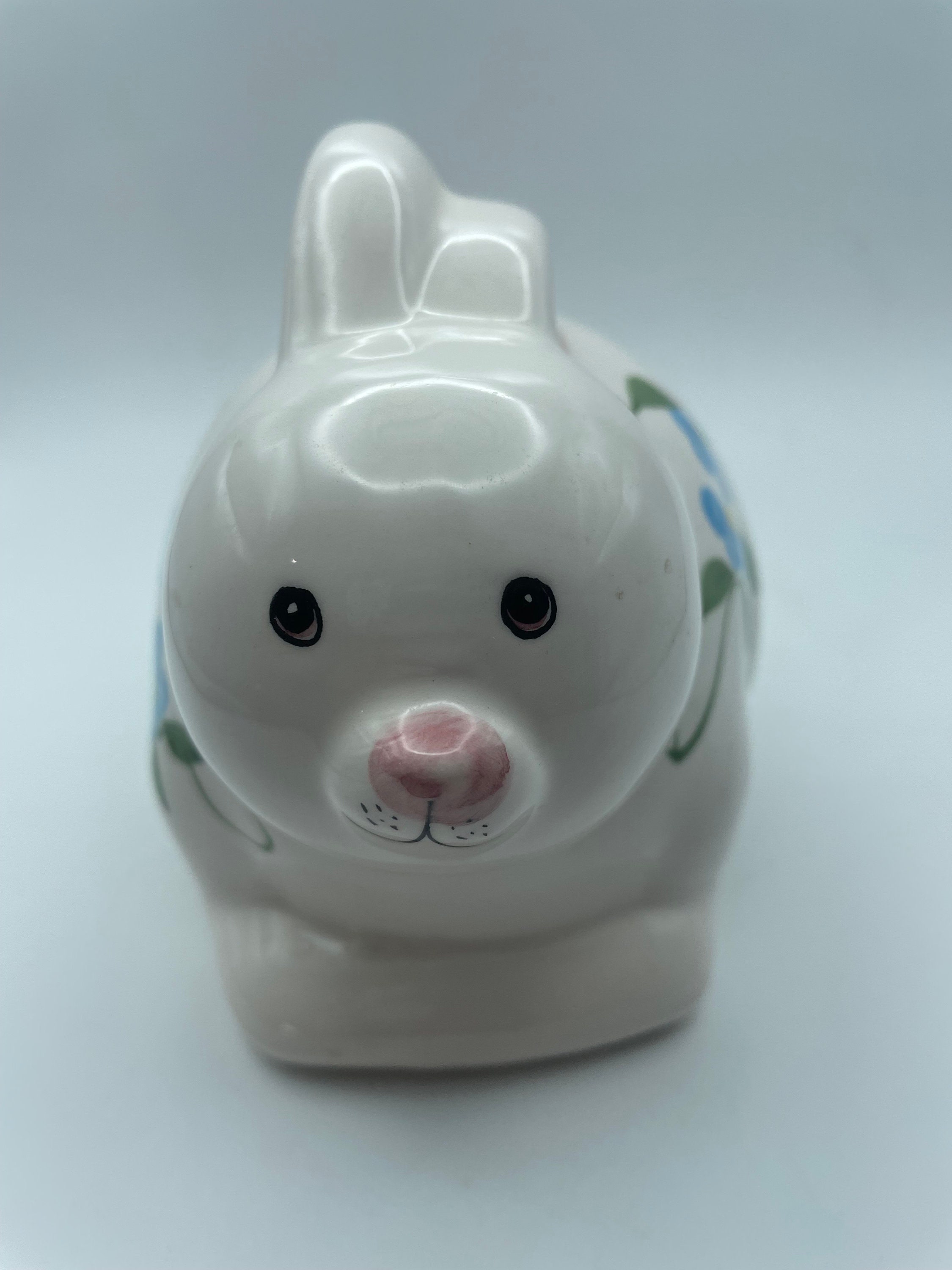 Vintage Bunny Bank With Blue Flowers Charming Collectible Décor - Etsy