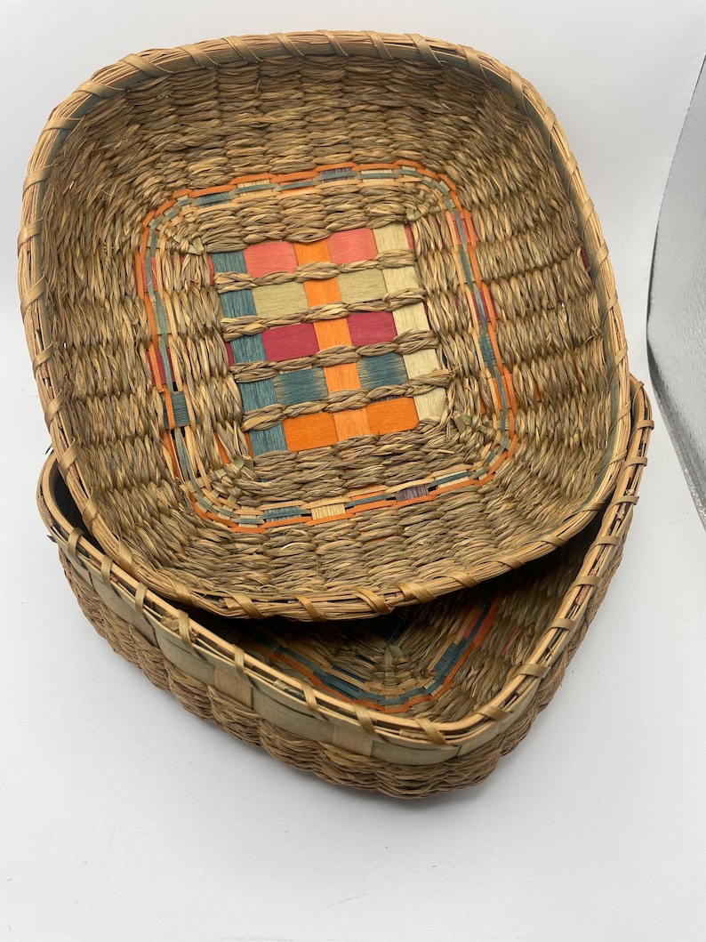 Hand-woven Passamaquoddy Sweet Grass Basket With Lid Vintage Home Decor ...