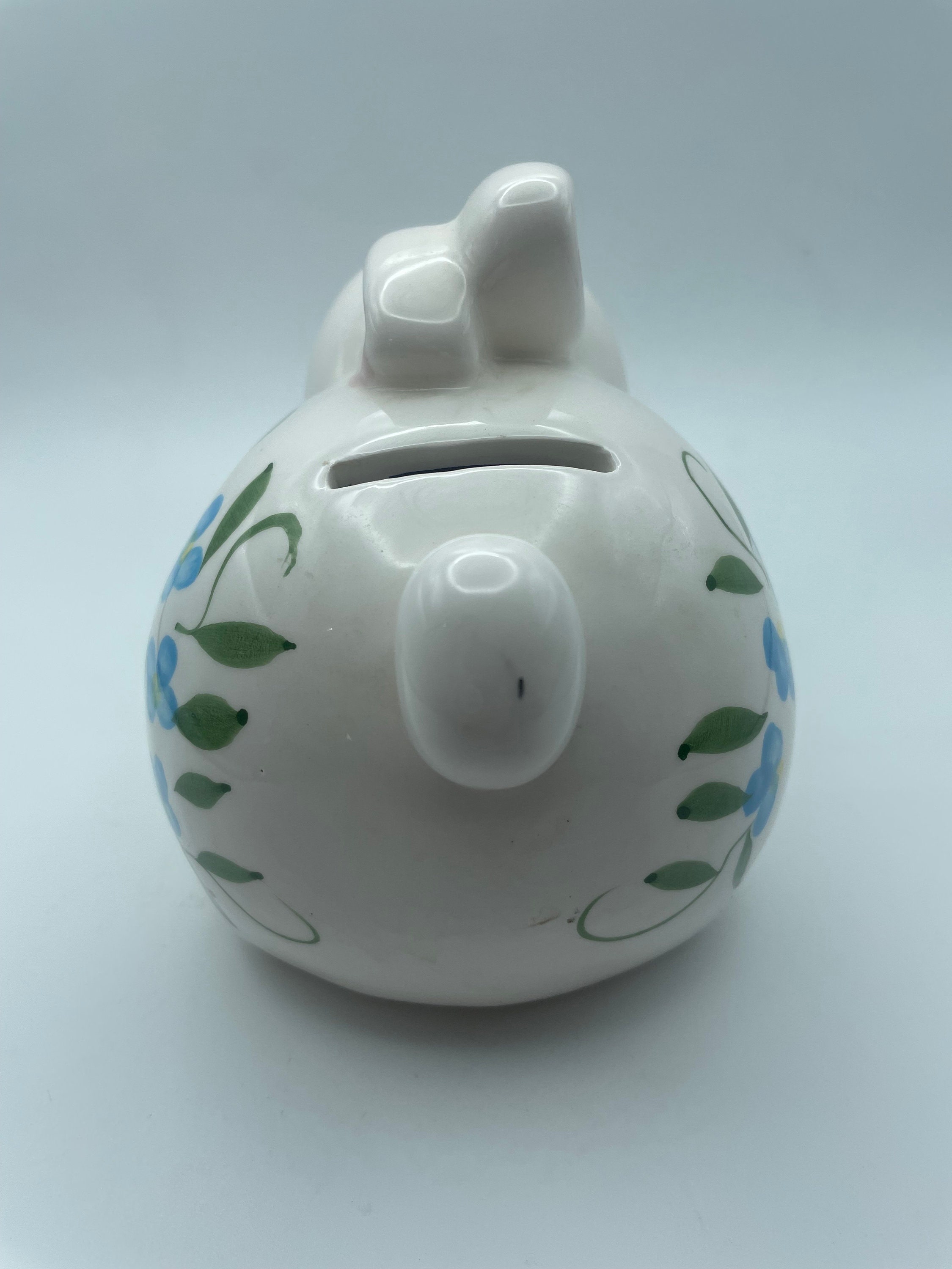 Vintage Bunny Bank With Blue Flowers Charming Collectible Décor - Etsy