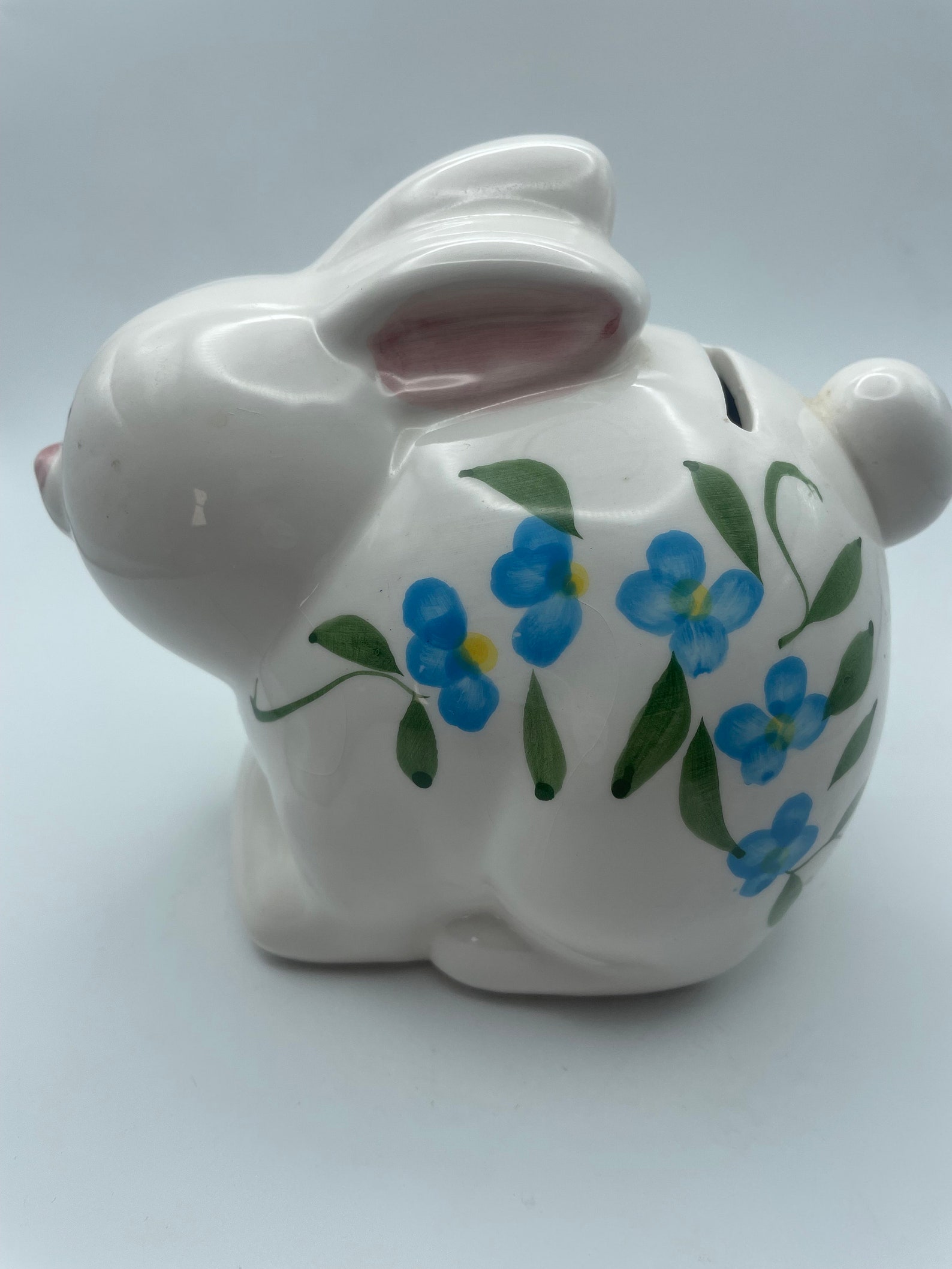 Vintage Bunny Bank With Blue Flowers Charming Collectible Décor - Etsy