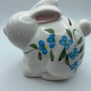Vintage Bunny Bank With Blue Flowers - Charming Collectible Décor - Etsy