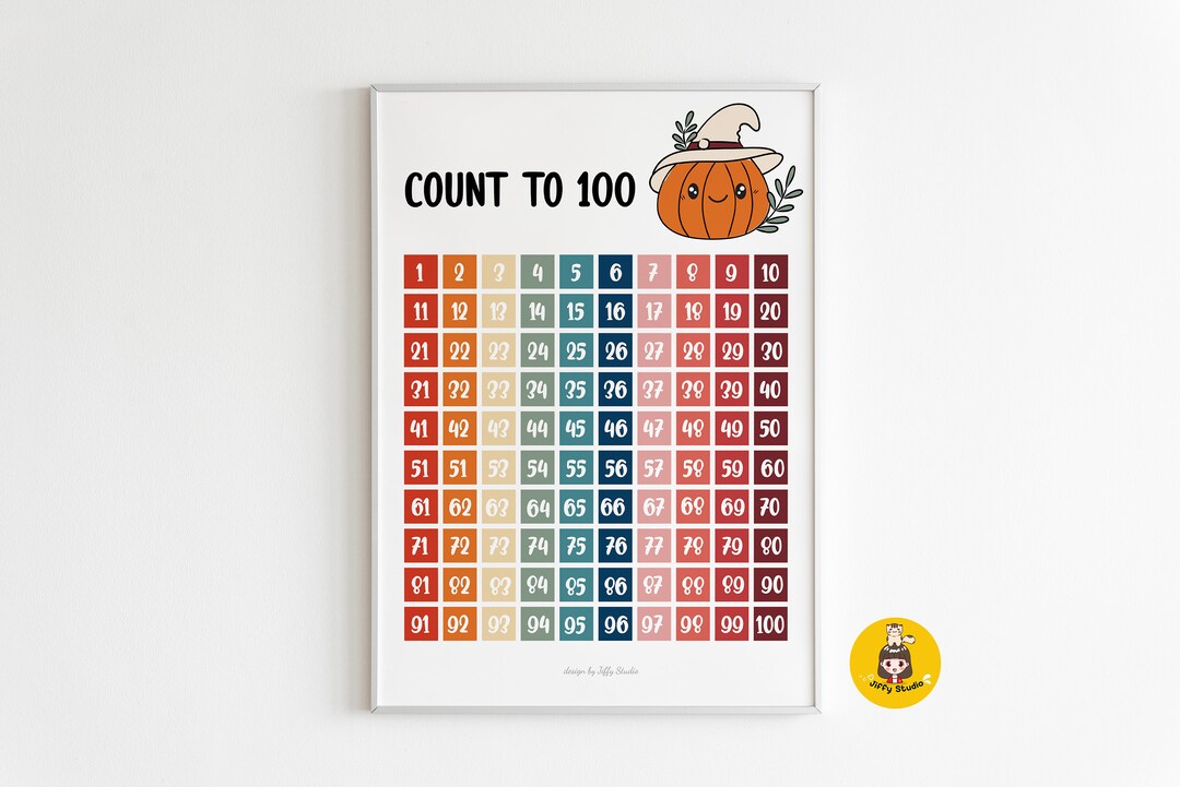 Count Hundred Number Chart - Halloween Color Chart Tones - Count to 100 ...