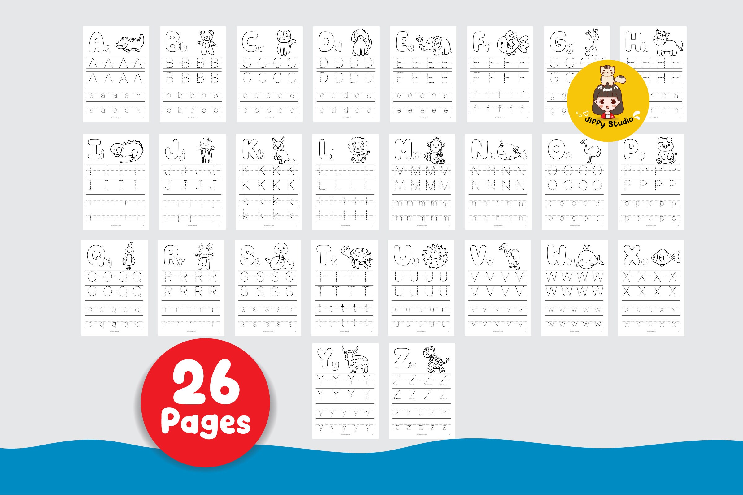 Uppercase and Lowercase Alphabet Tracing Worksheets - Etsy