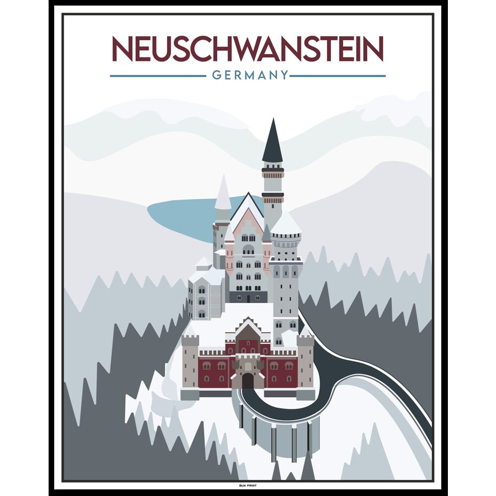 Schloss Neuschwanstein 1 Vintage Travel Poster - Etsy