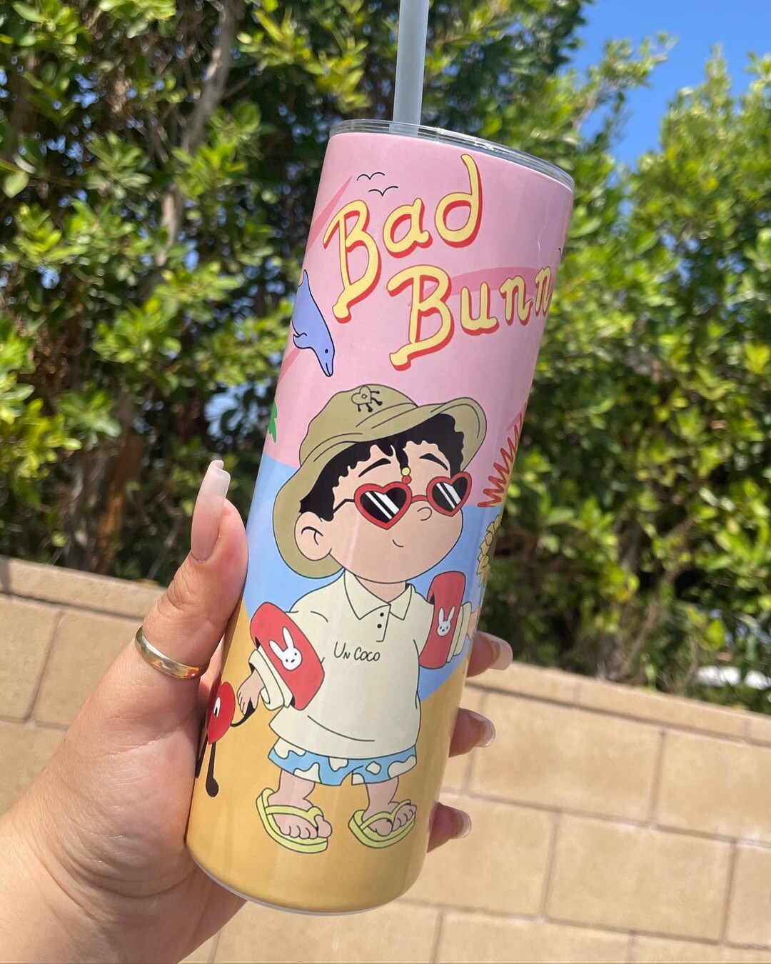 Bad Bunny Tumbler| Bad Bunny Sublimated Skinny Tumbler | Bad Bunny Cups ...