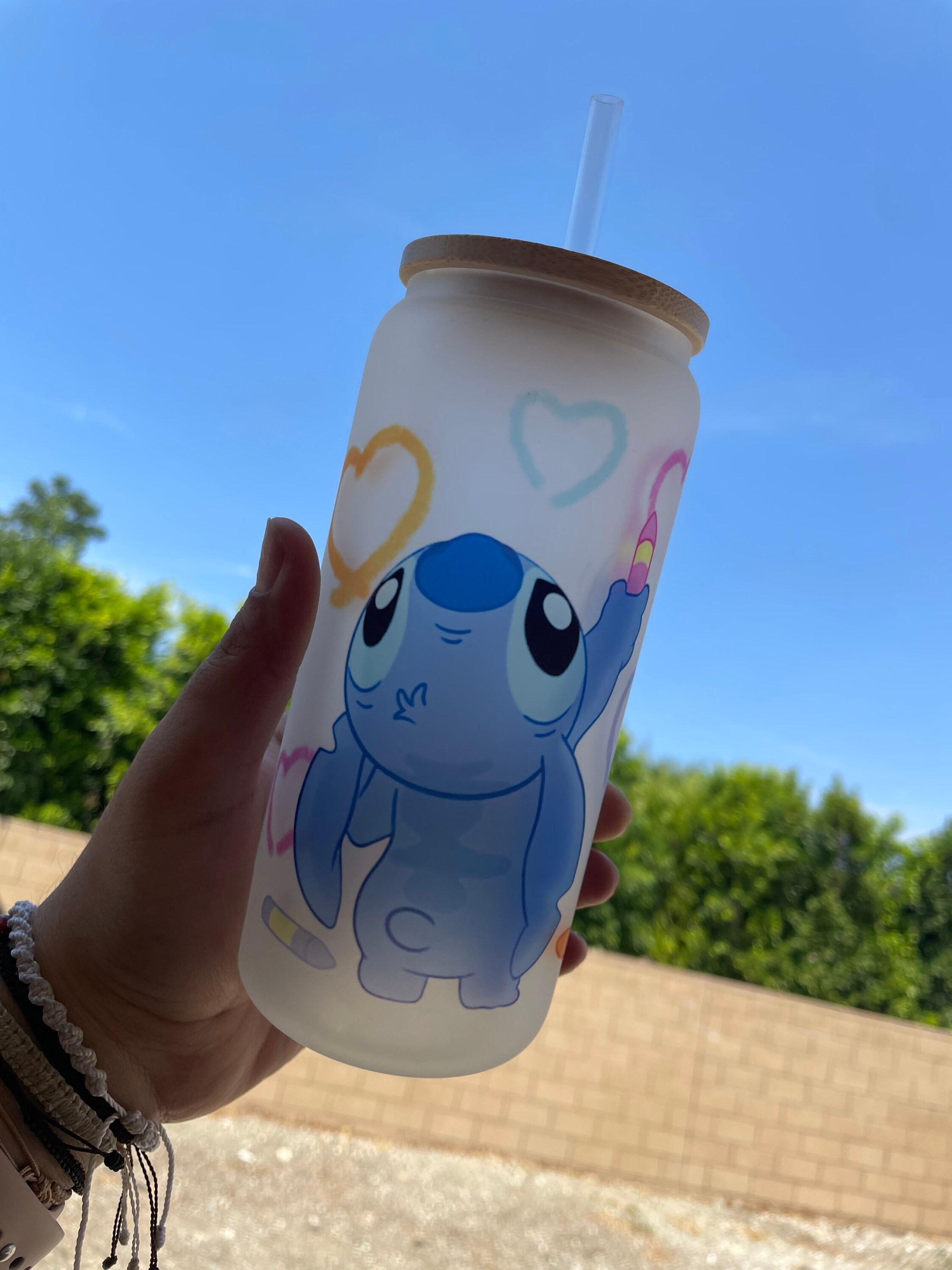 Stitch Inspired Glass Tumbler | Stitch Cups | Stitch Sublimated Glass ...