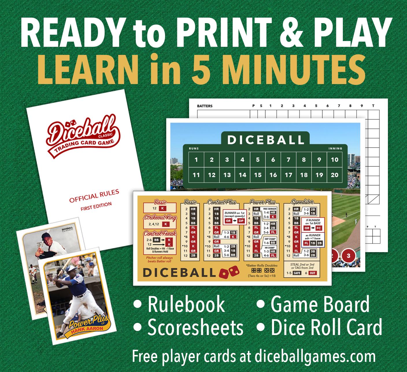 DICEBALL Easy Baseball Simulator Game With Dice – Educational for ...