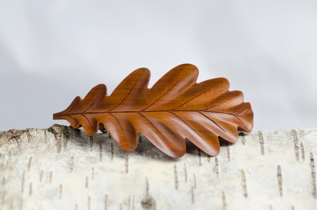 Oak Leaf Wooden Hair Clip for Women / Thick Hair Barrette Wood Hair ...