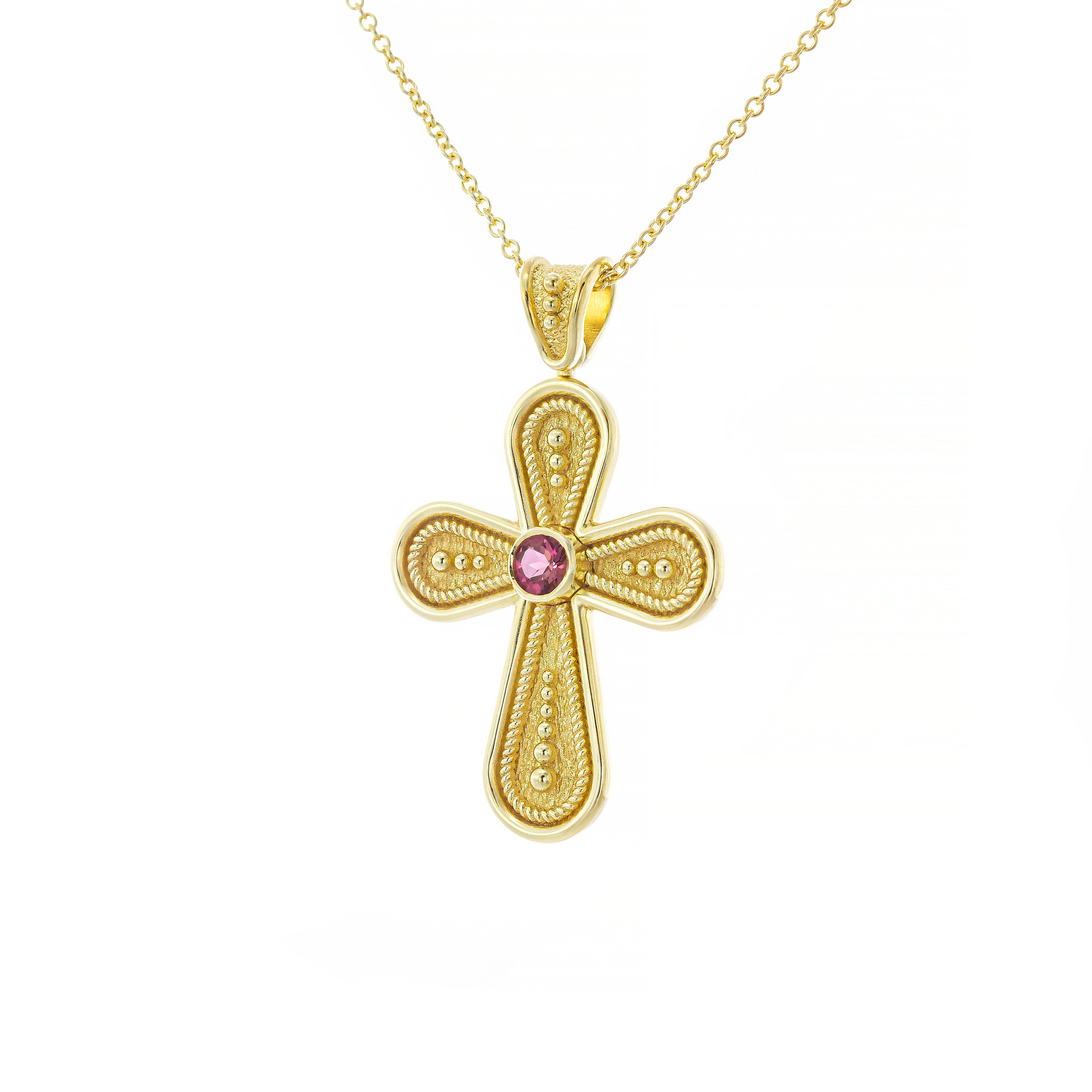 Byzantine Rounded Cross With Pink Tourmaline - Etsy