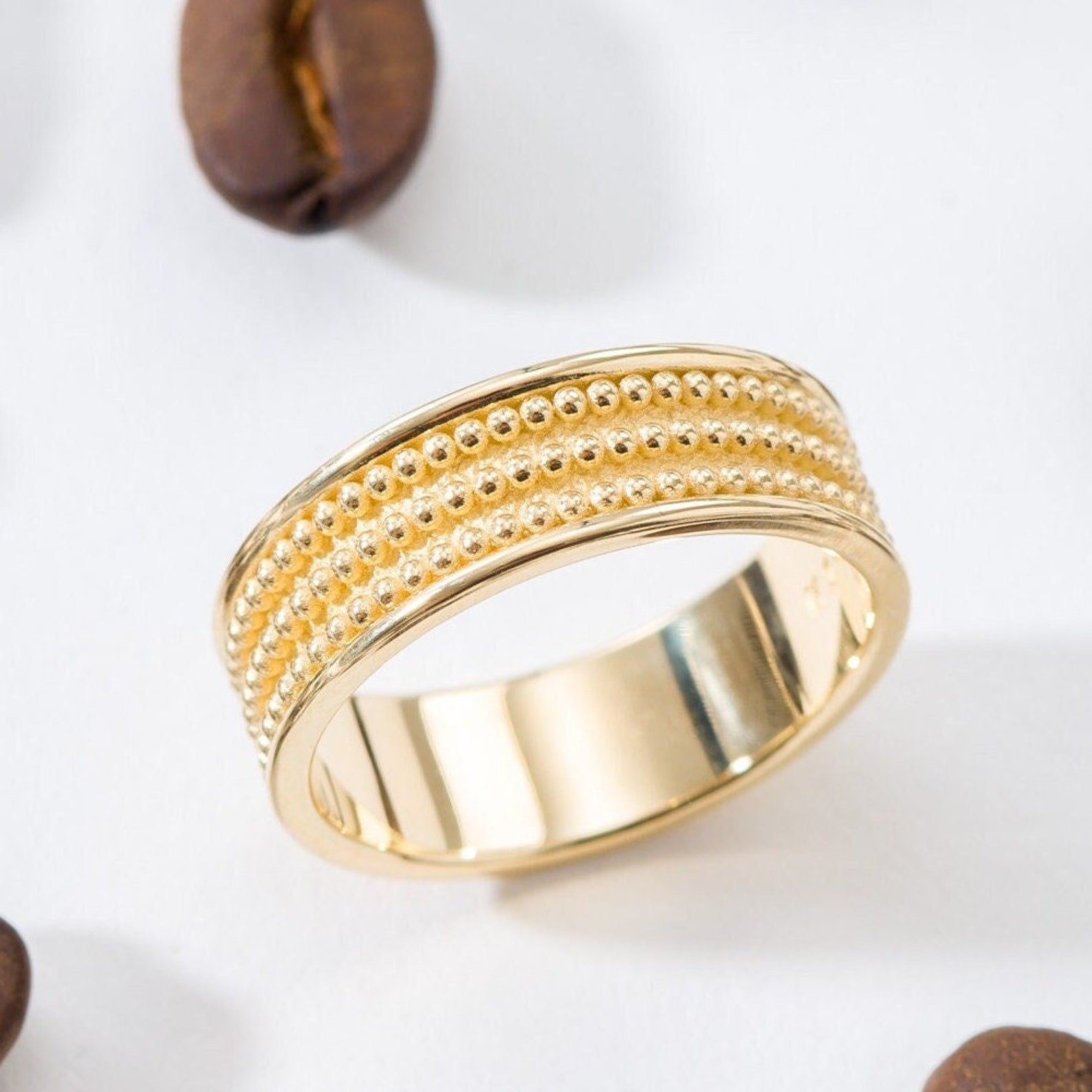 Granulation Gold Band Ring - Etsy