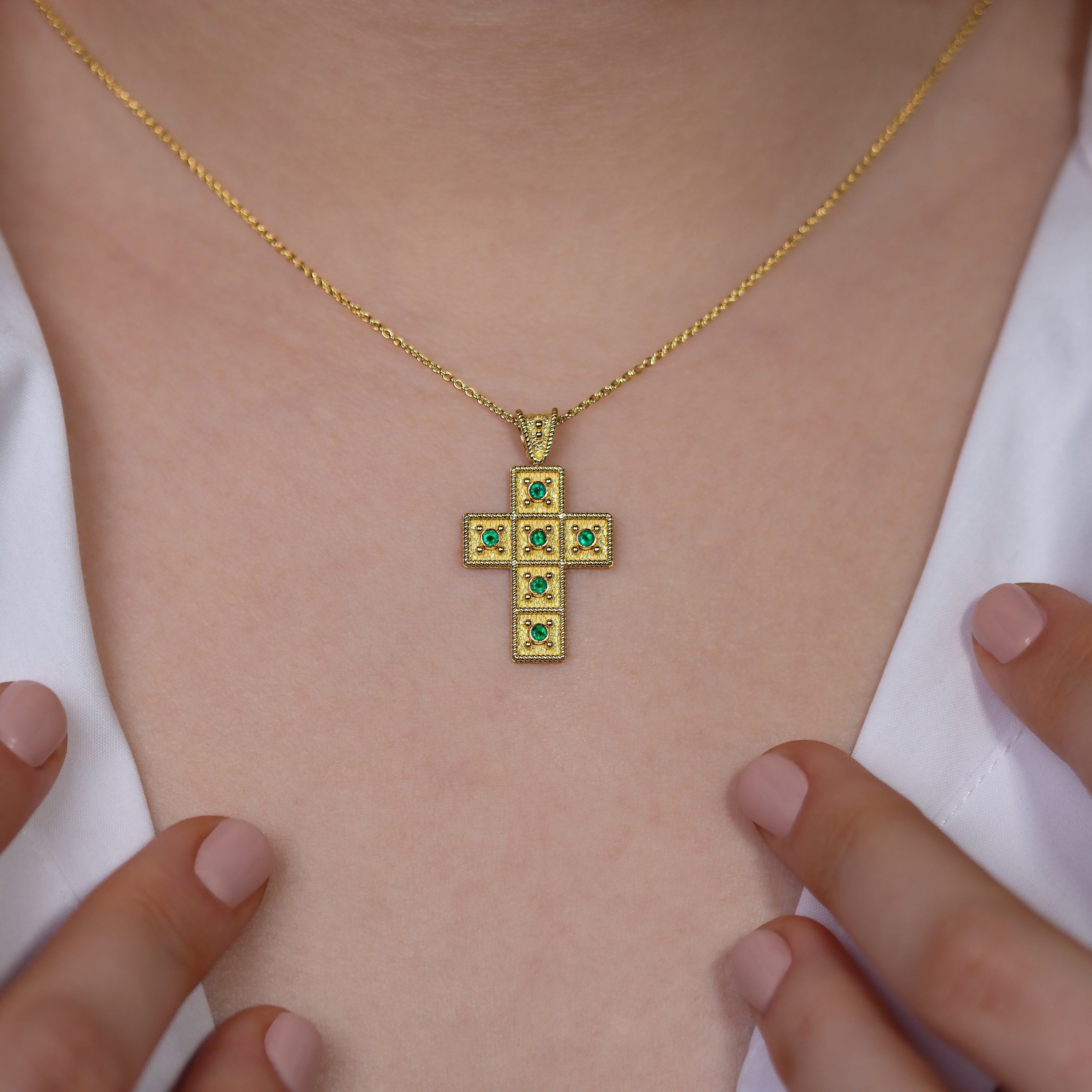 Byzantine Square Cross With Emeralds - Etsy