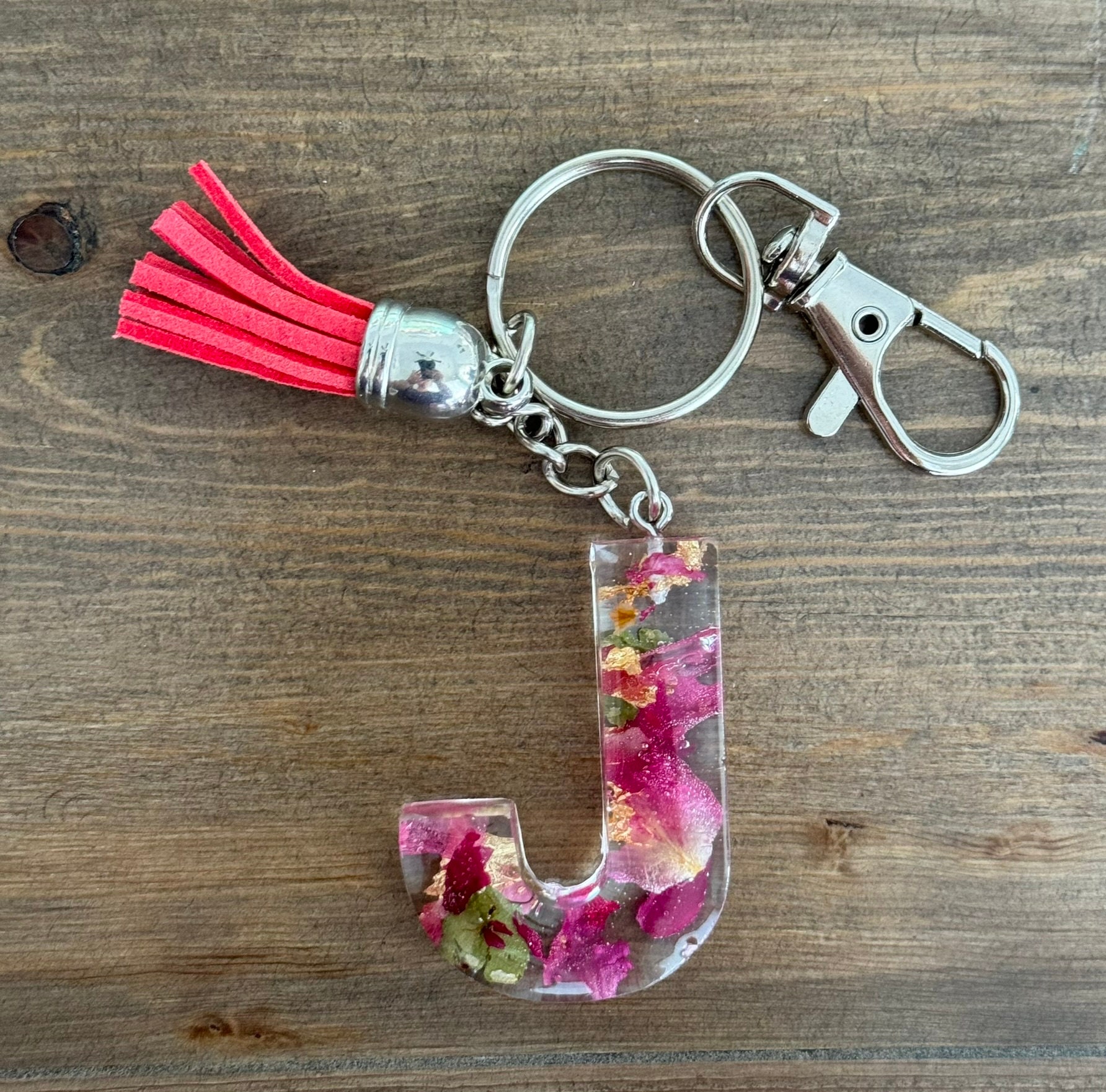 Letter Resin Key Chain / Personalized Resin Letter Key Chain / Floral ...