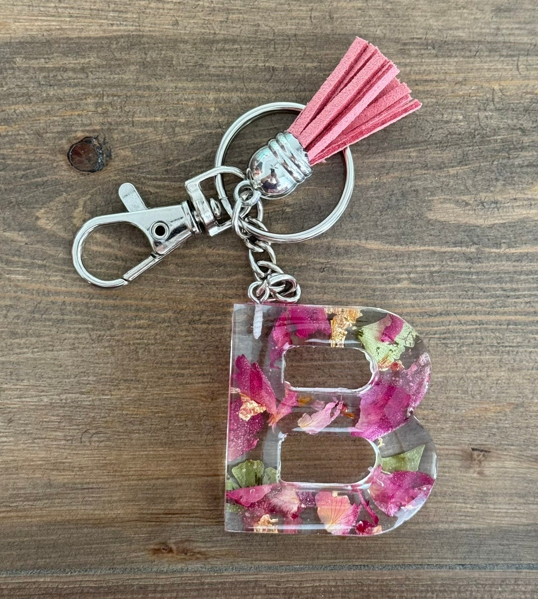 Letter Resin Key Chain / Personalized Resin Letter Key Chain / Floral ...