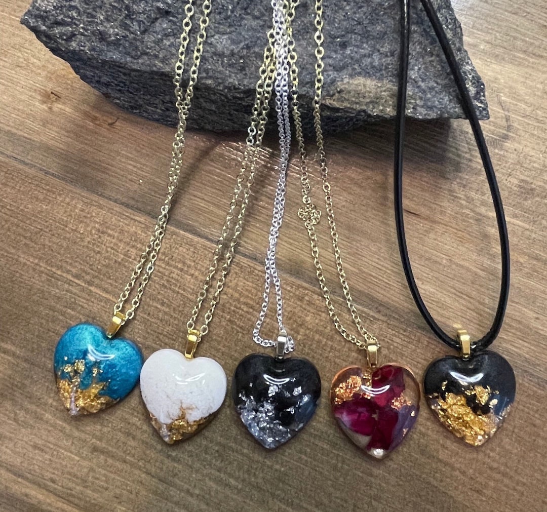 Resin Heart Necklace / Resin Heart / Gift for Her / Valentines Gift ...