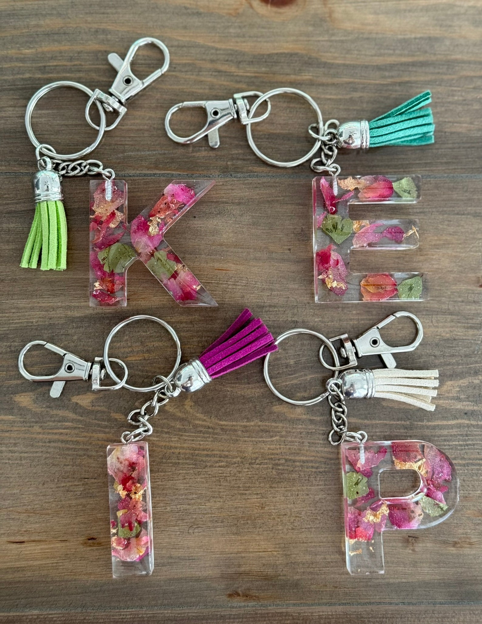 Letter Resin Key Chain / Personalized Resin Letter Key Chain / Floral ...