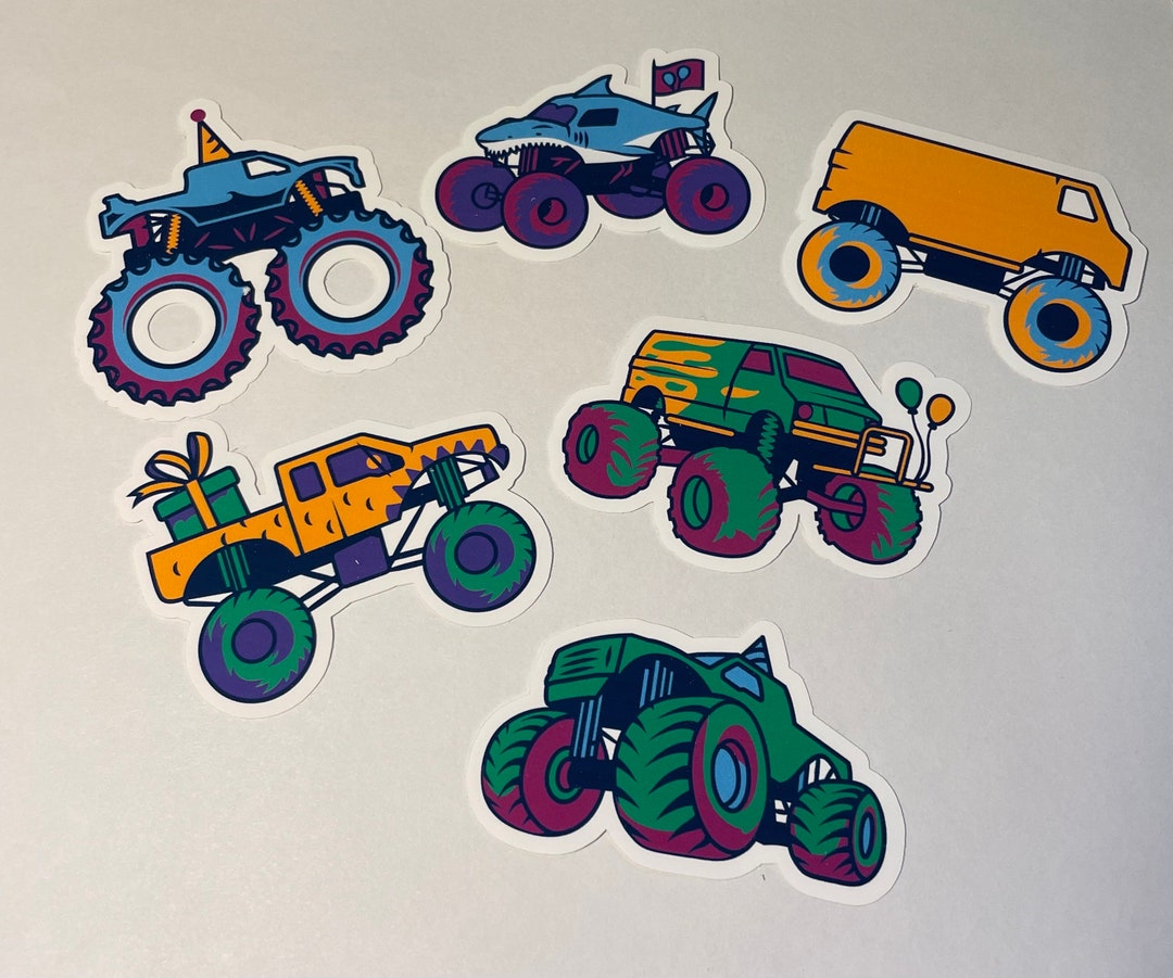 Monster Truck Bundle of 6 Stickers / Waterproof Sticker / Vinyl / Water ...