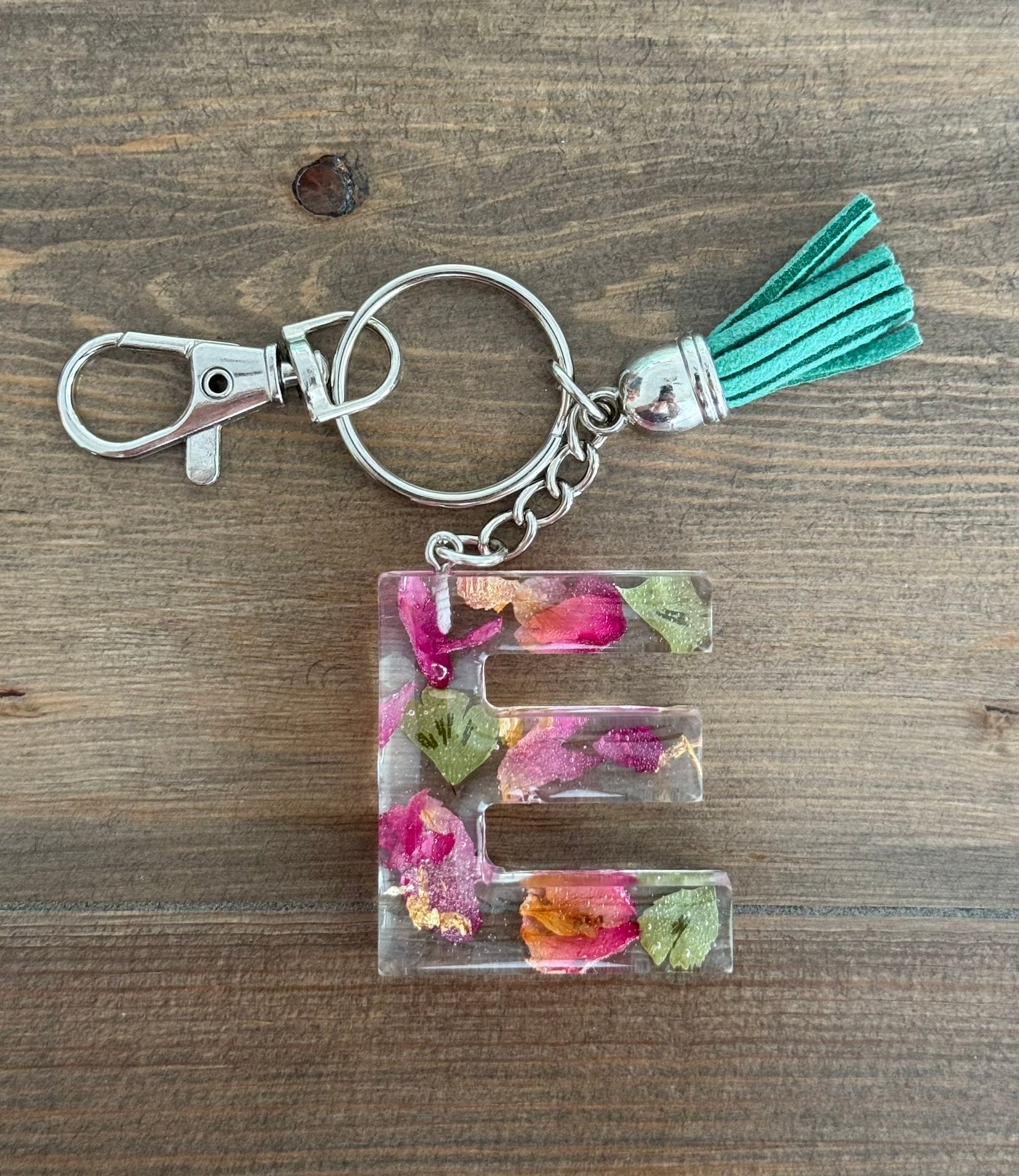 Letter Resin Key Chain / Personalized Resin Letter Key Chain / Floral ...