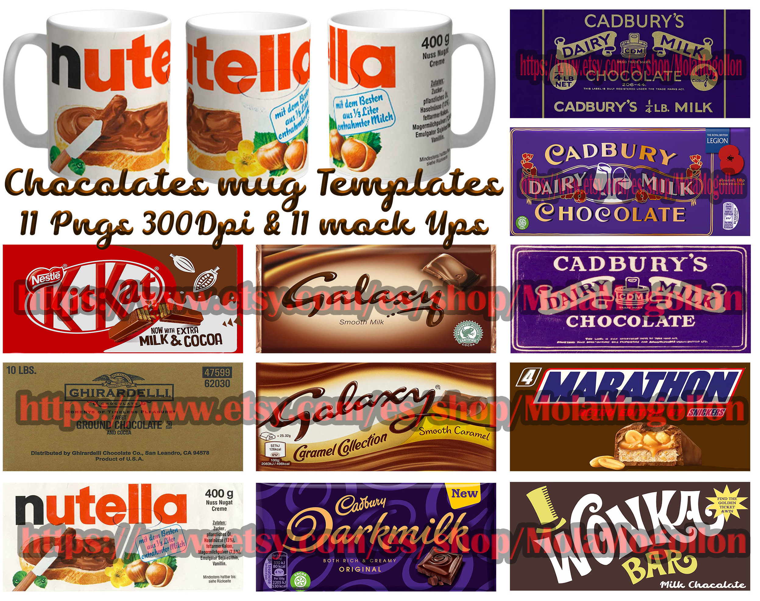 Chocolates Mug Templates 11 Mug Templates for 11oz Mugs - Etsy