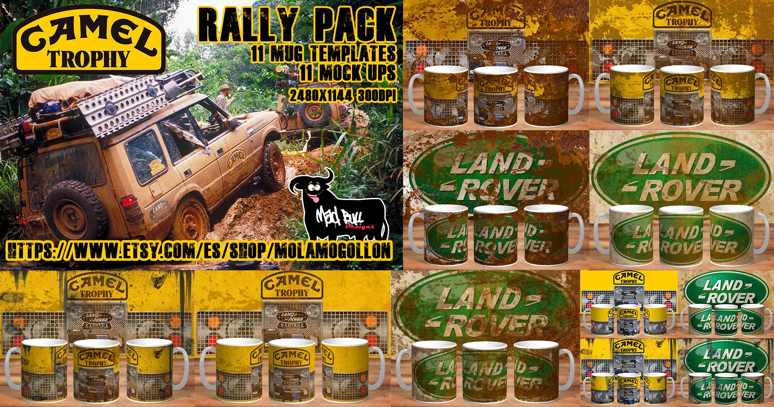 Pack Rally Camel Trophy and Land Rover 11 Mug Template and Mock Ups - Etsy