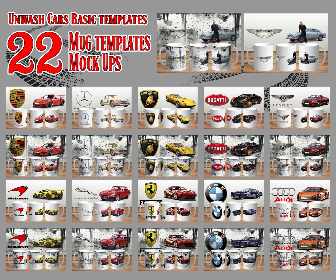 Unwash Cars Basic Pack 22 Mug Templates and Mock Up - Etsy