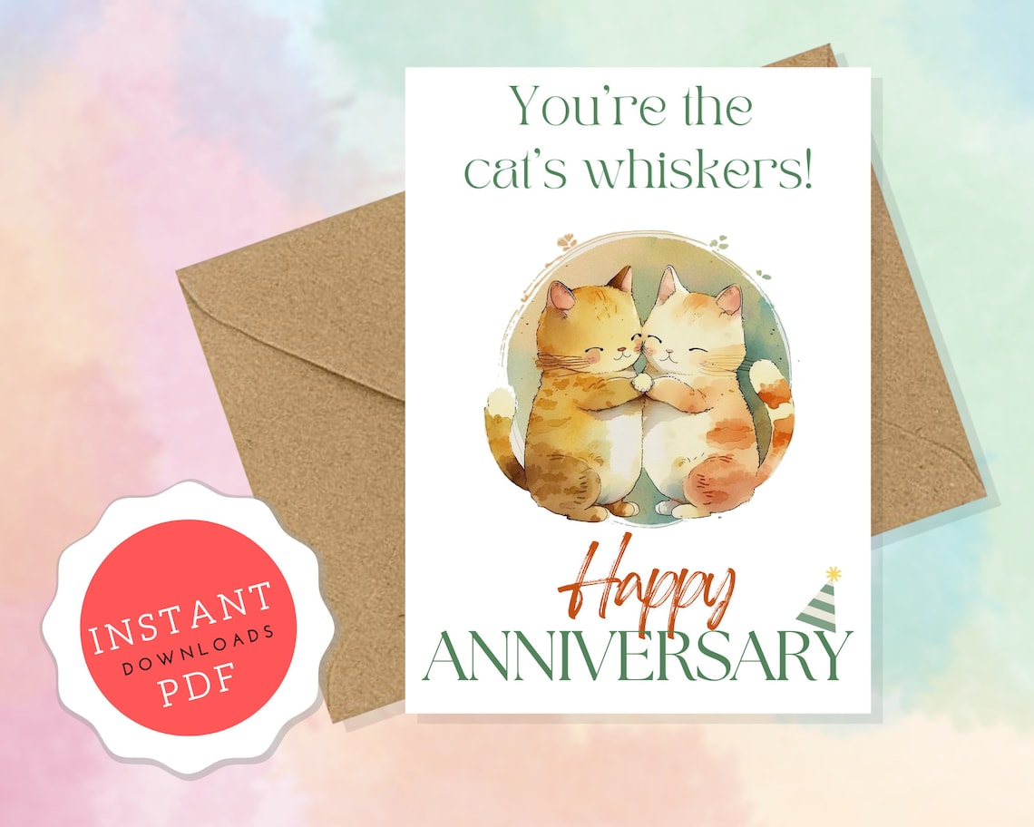 Printable Anniversary Card, Printable Card, Digital Download, Digital ...