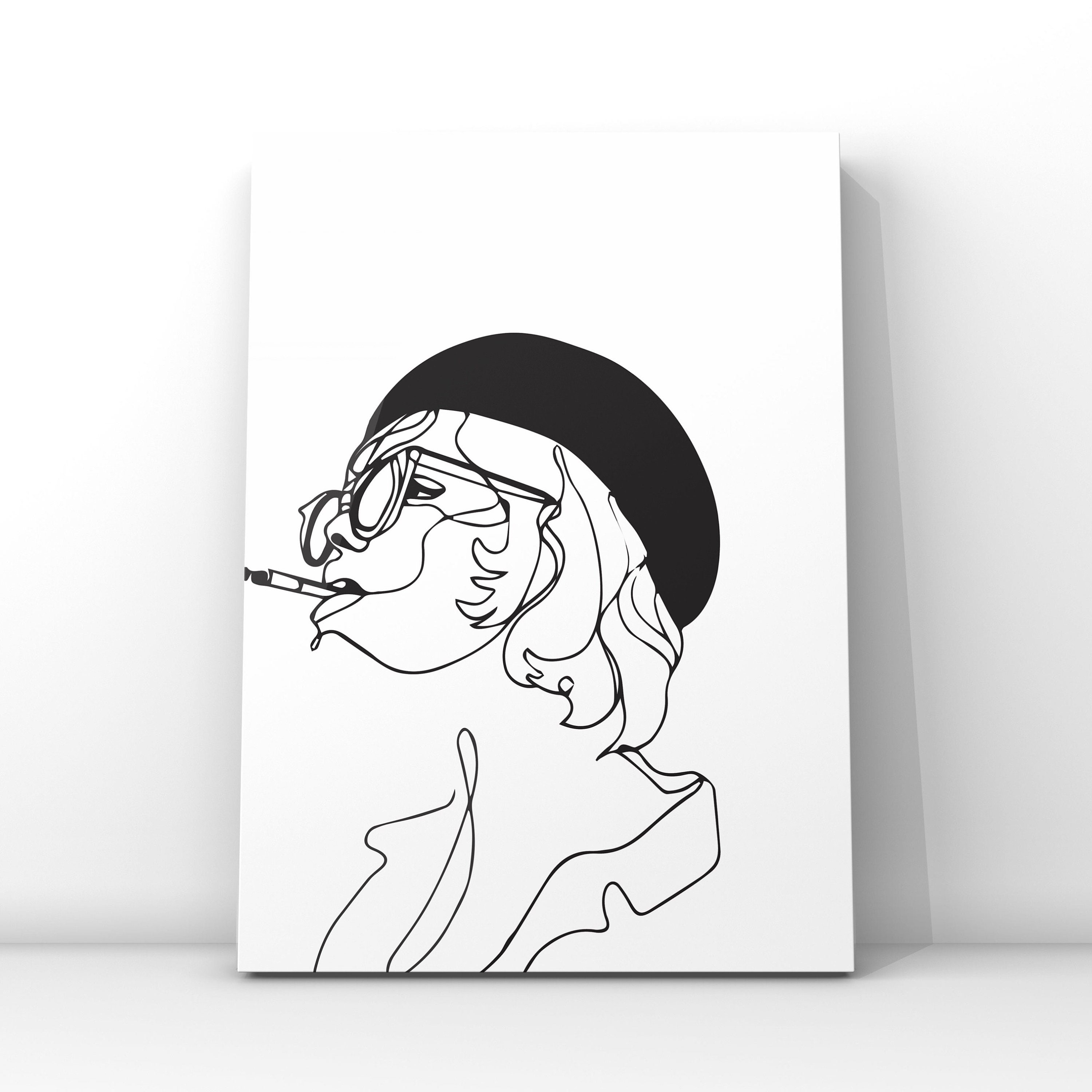 No Smoking... Continuous Line Drawing of Girl Smoking - Etsy