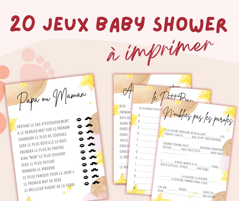 24 French Baby Shower Games - Printable PDF - Baby Shower Games - Baby ...
