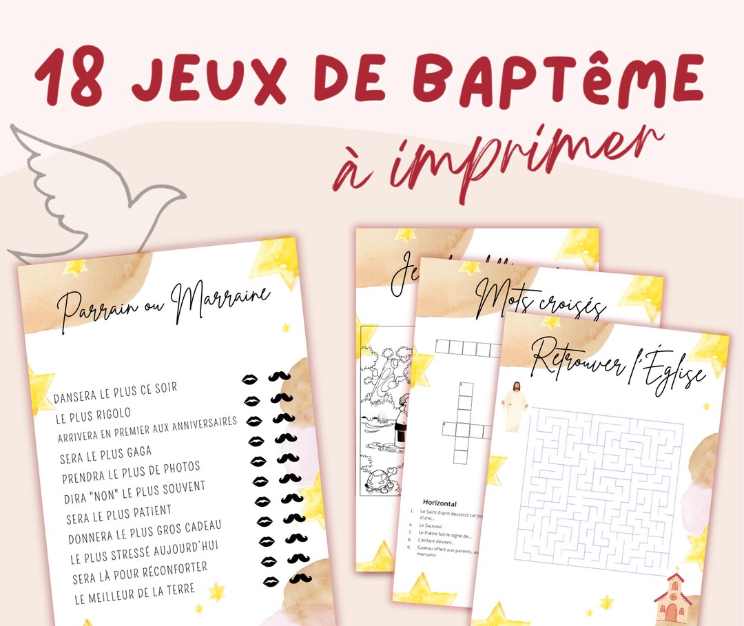 Baptism Games to Print Pack of 18 Games for Baptism in French Baptism ...