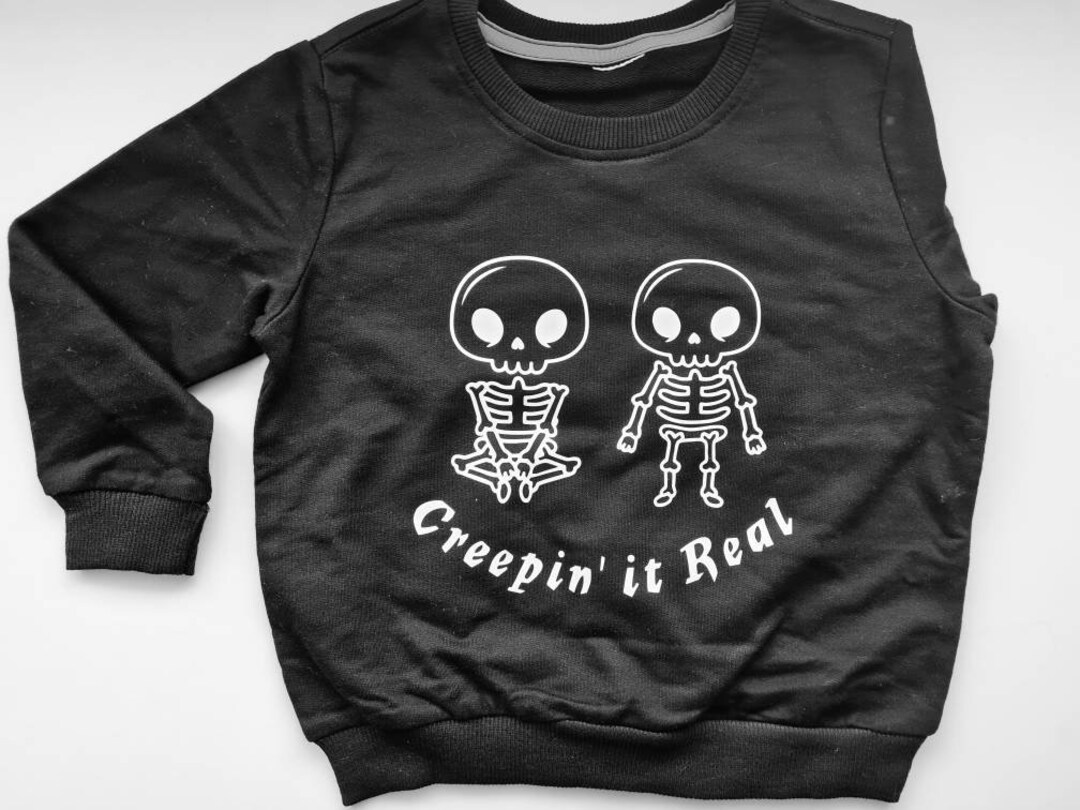 Halloween Kid Toddler Jumper Skeleton Creepin It Real - Etsy