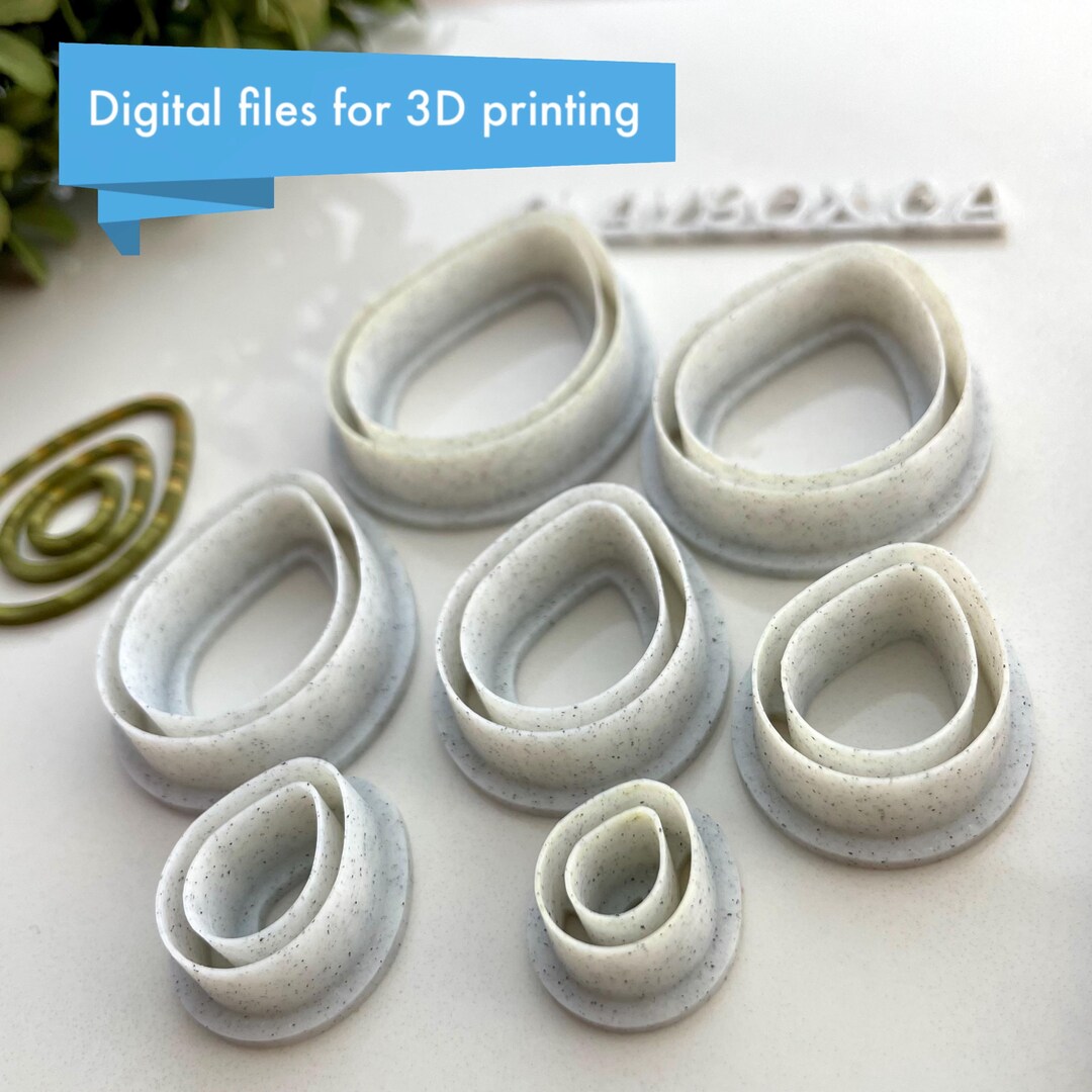 Skinny Teardrop Hoop Cutters - Digital STL Files for Polymer Clay ...