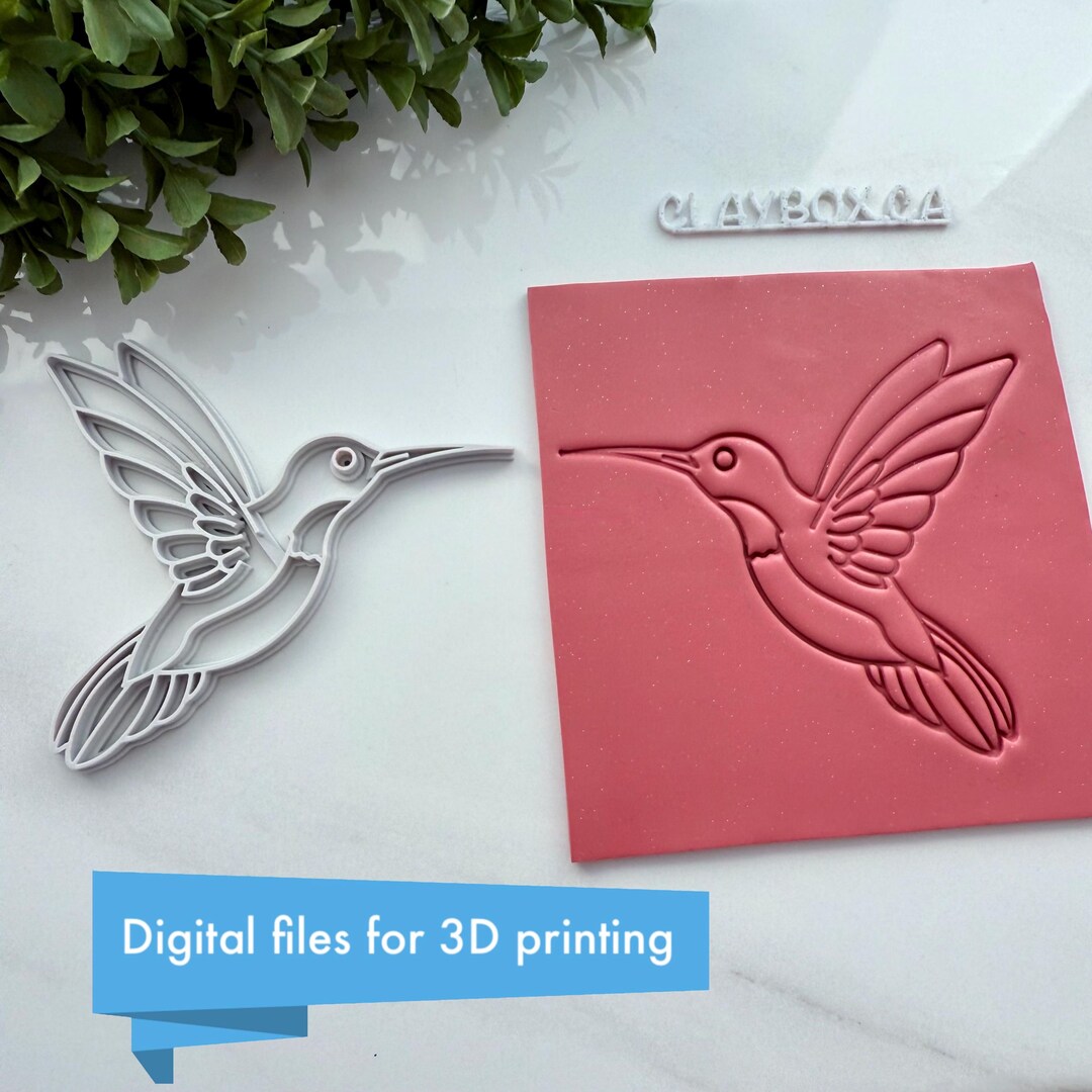 Hummingbird Texture Stamp for Pottery & Polymer Clay (digital STL Files ...
