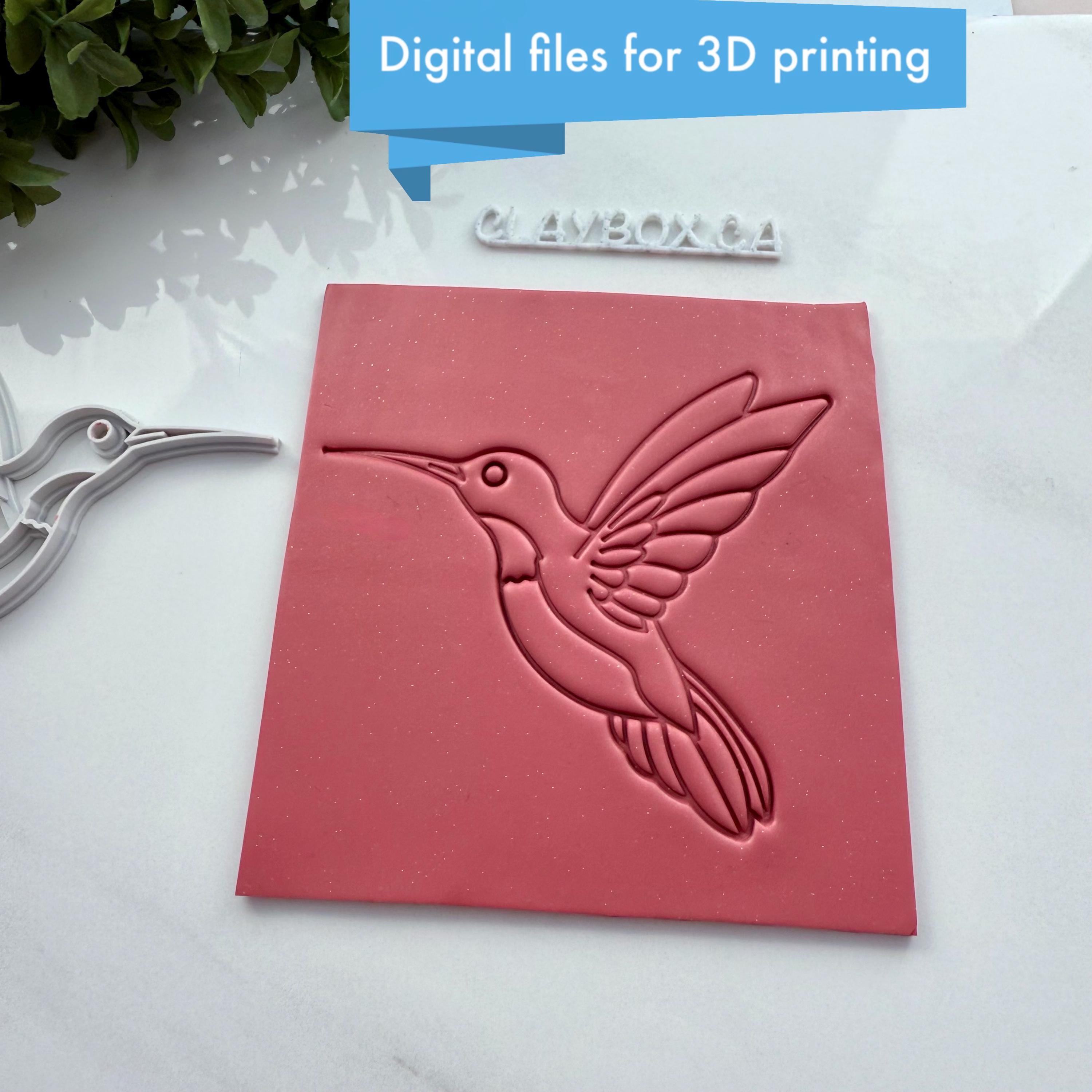 Hummingbird Texture Stamp for Pottery & Polymer Clay (digital STL Files ...