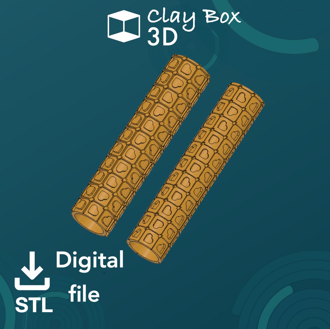 Hearts Grid Texture Rollers / Digital STL File - Etsy