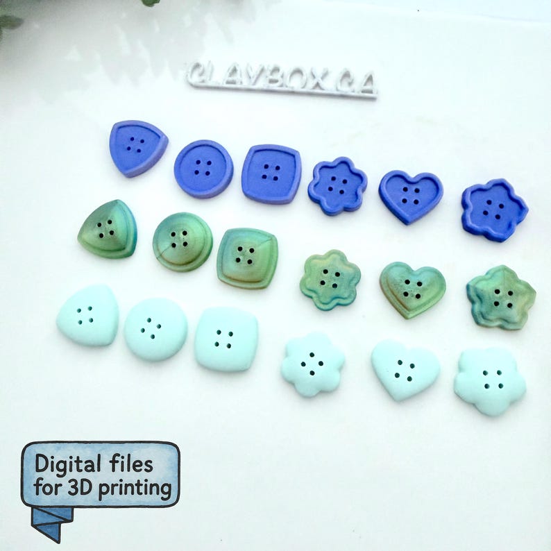 3D Printed Button STL Files | Sewing Buttons for 3D Printing | 6 Shapes ...