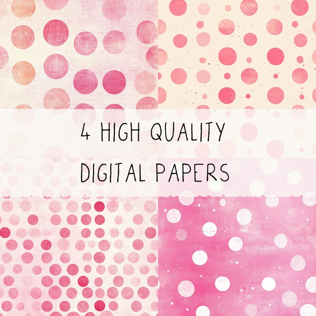 Faded Pink Polka Dot Digital Papers – 12x12”, 300 DPI, Seamless ...