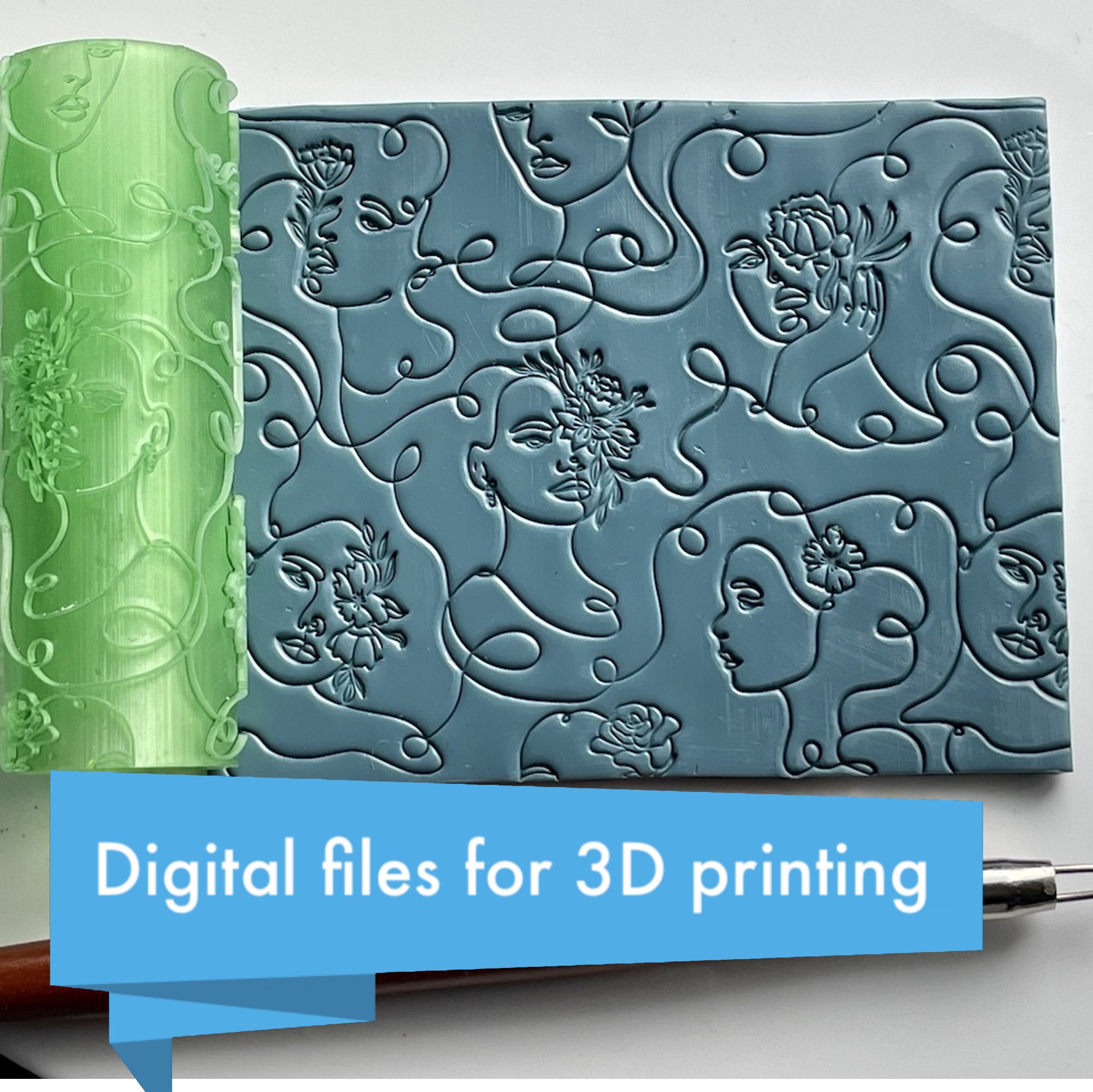 Line Art Ladies Texture Rollers / Digital STL File - Etsy