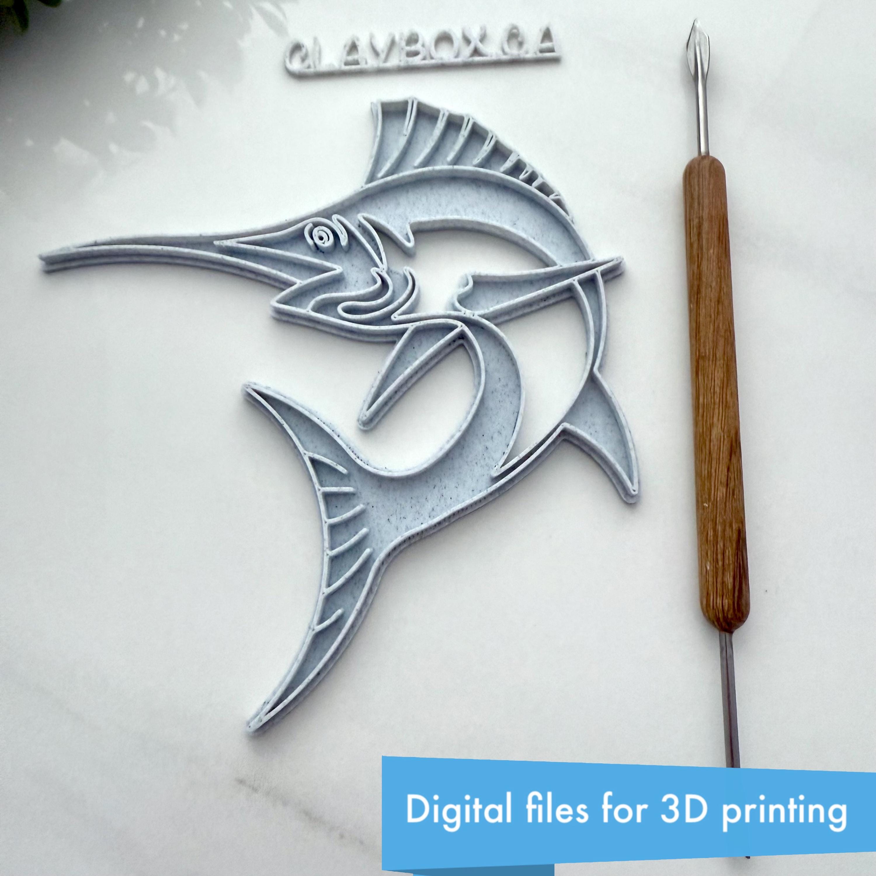 Blue Marlin Clay Stamp: Deep Sea Fish Texture, 3D Printing STL File - Etsy