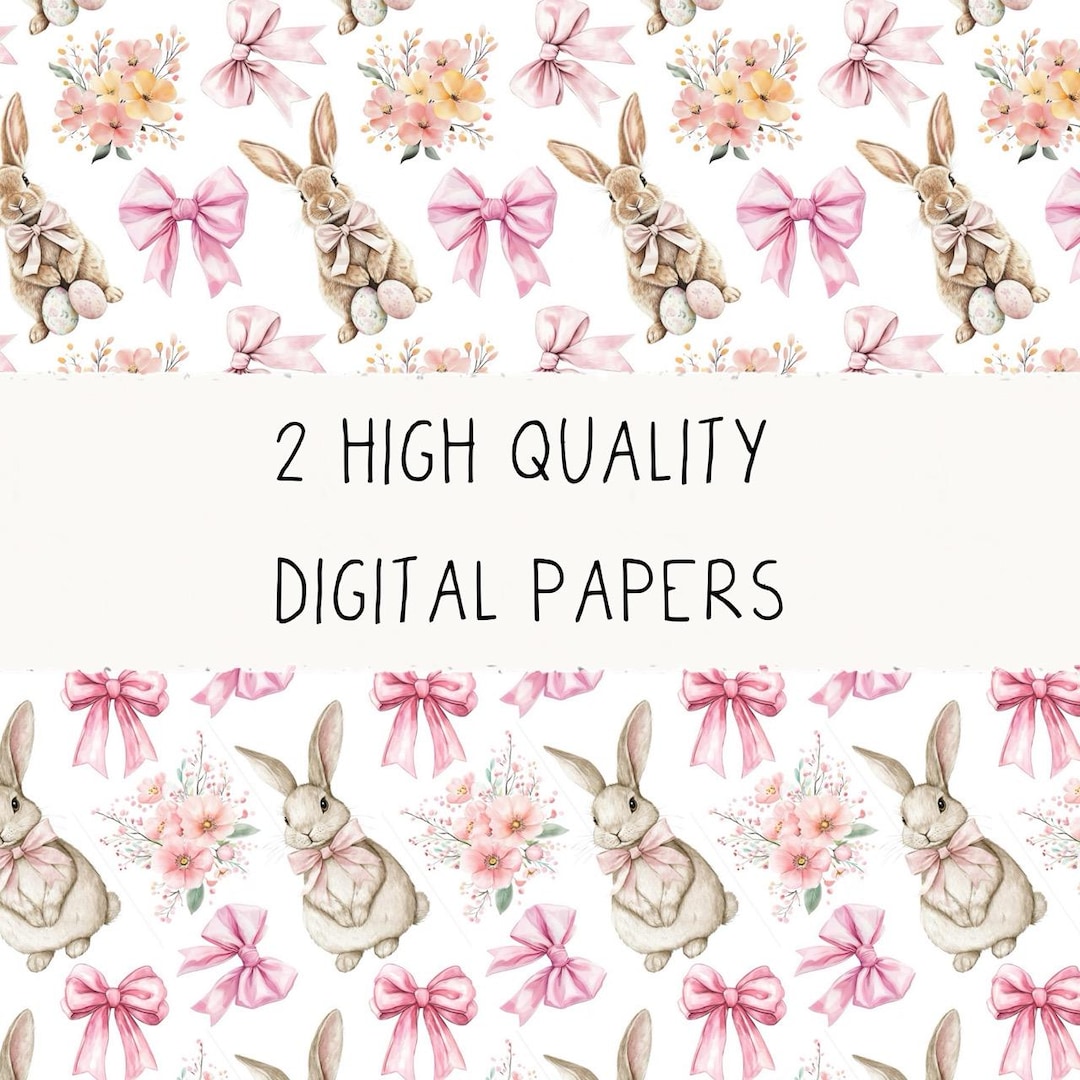 Easter Bunny Digital Papers – 2 Seamless Spring Patterns, 12x12” PNG ...