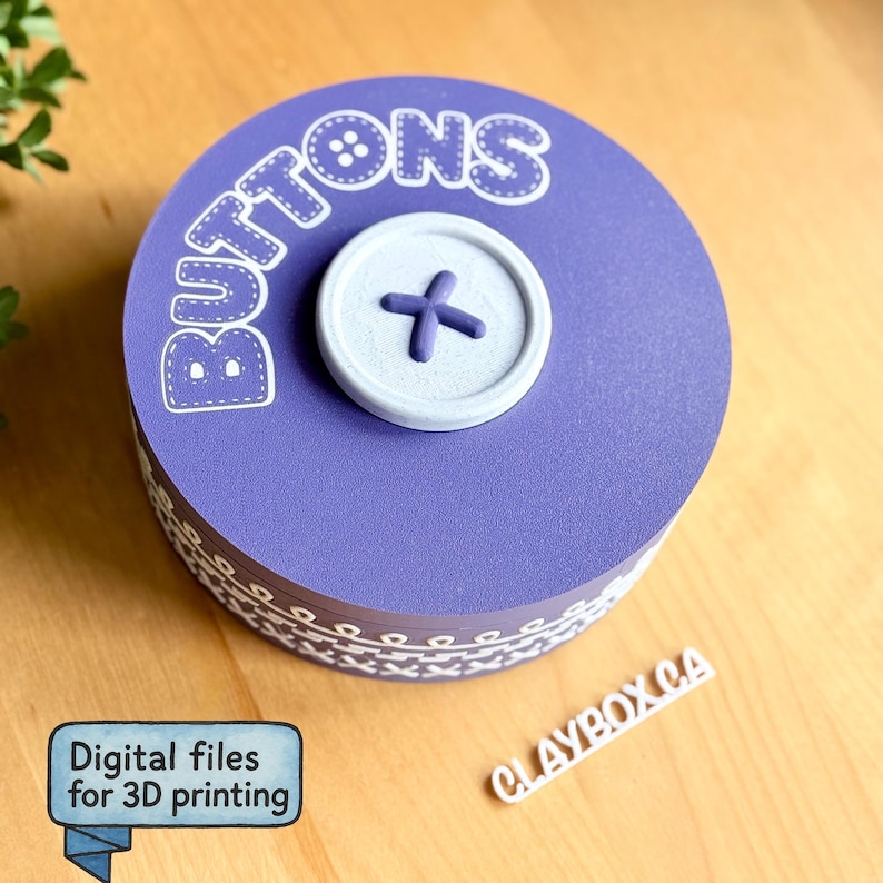 3D Printed Button Box STL Files | Sewing Storage Box With Removable ...
