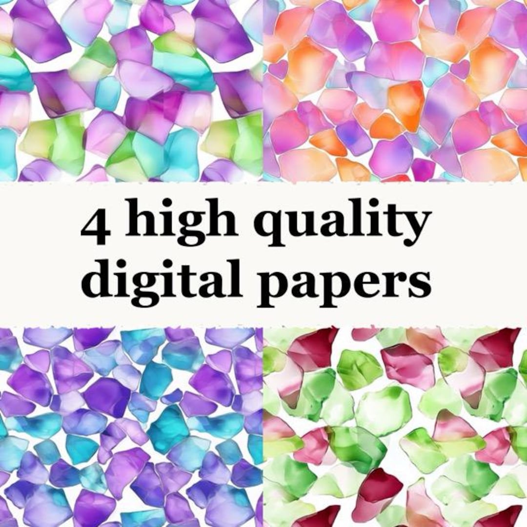 Sea Glass Printable Digital Papers - Polymer Clay Image Transfers or ...