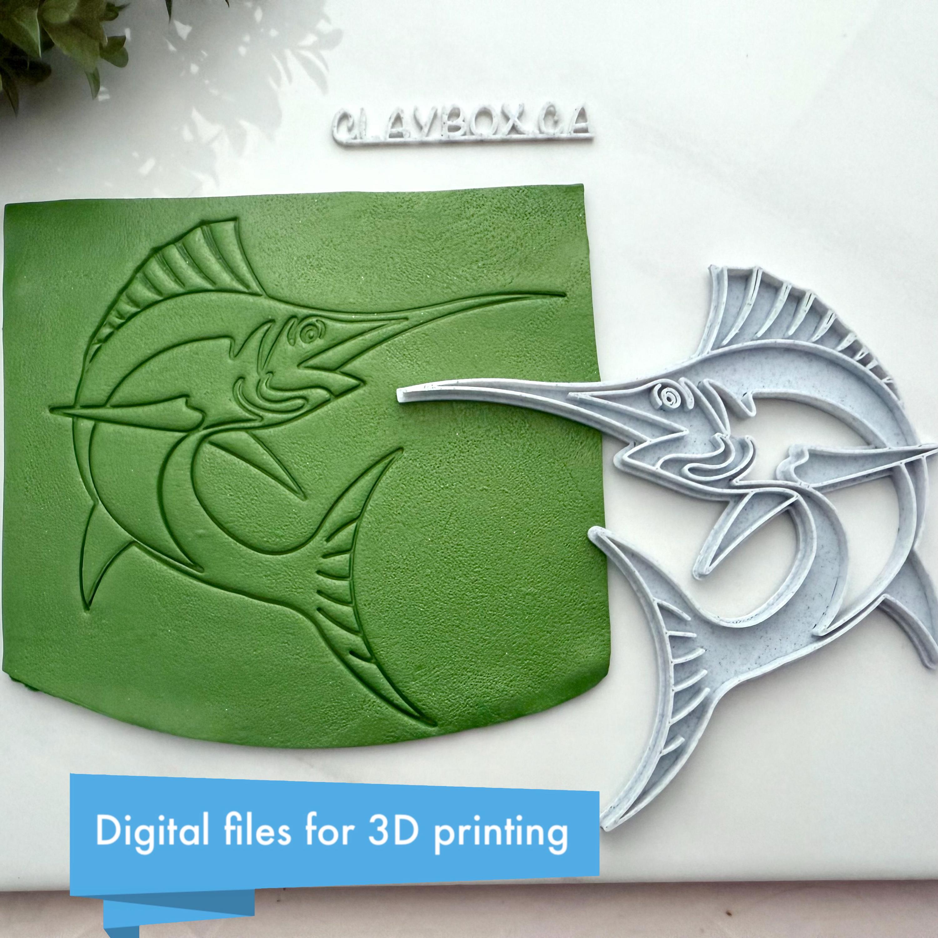 Blue Marlin Clay Stamp: Deep Sea Fish Texture, 3D Printing STL File - Etsy