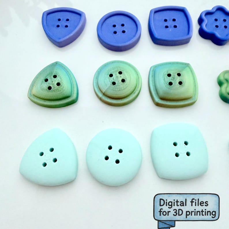 3D Printed Button STL Files | Sewing Buttons for 3D Printing | 6 Shapes ...