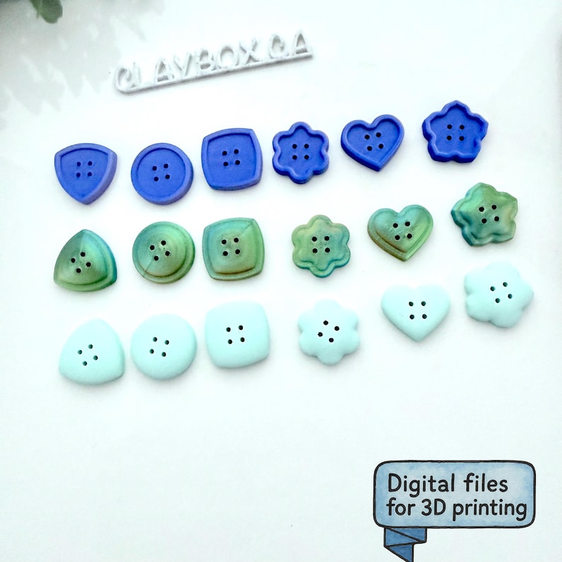 3D Printed Button STL Files | Sewing Buttons for 3D Printing | 6 Shapes ...