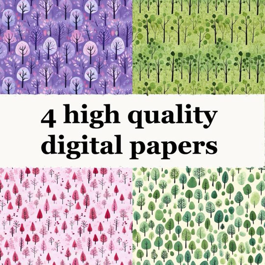 Colorful Forest Printable Digital Papers - Polymer Clay Image Transfers ...