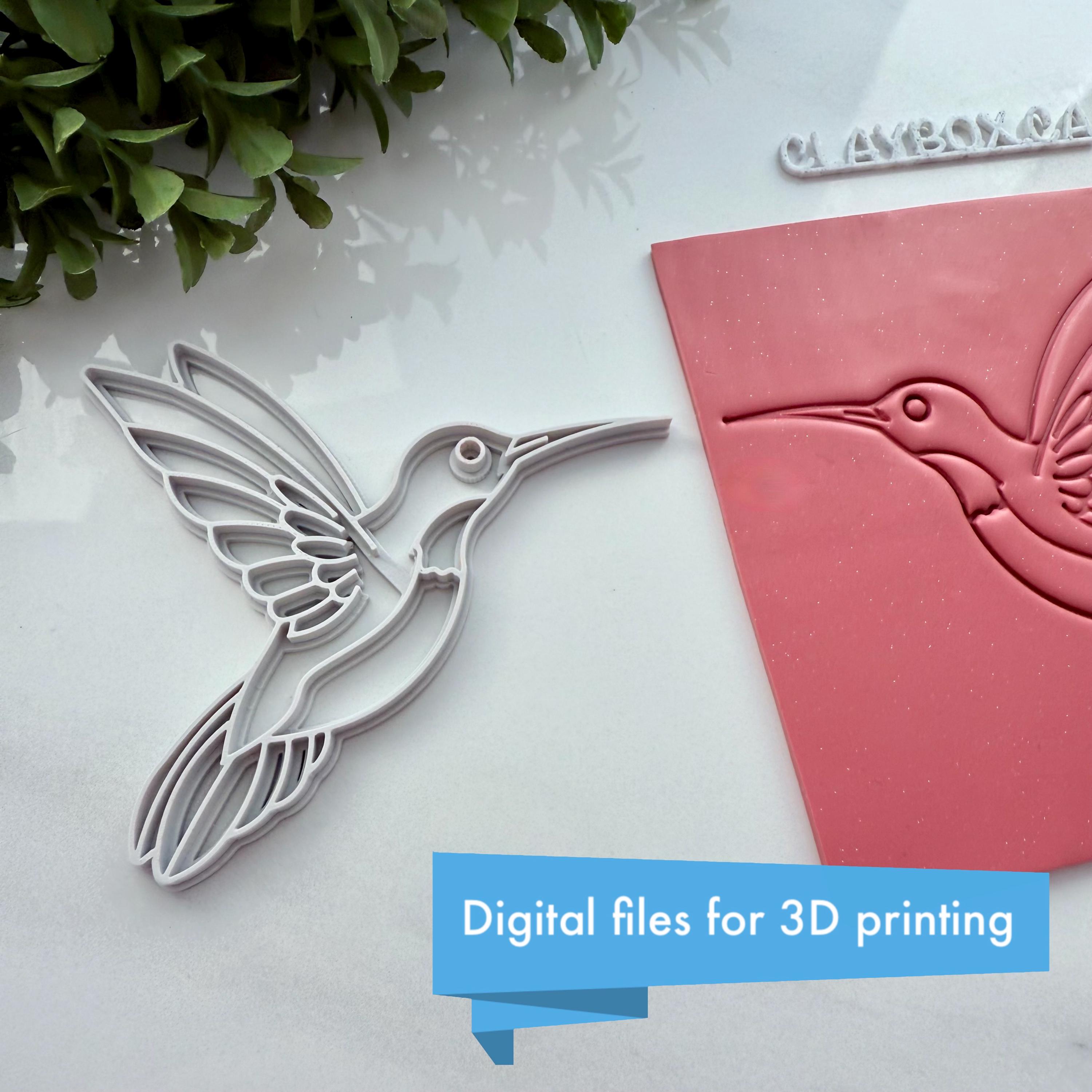Hummingbird Texture Stamp for Pottery & Polymer Clay (digital STL Files ...