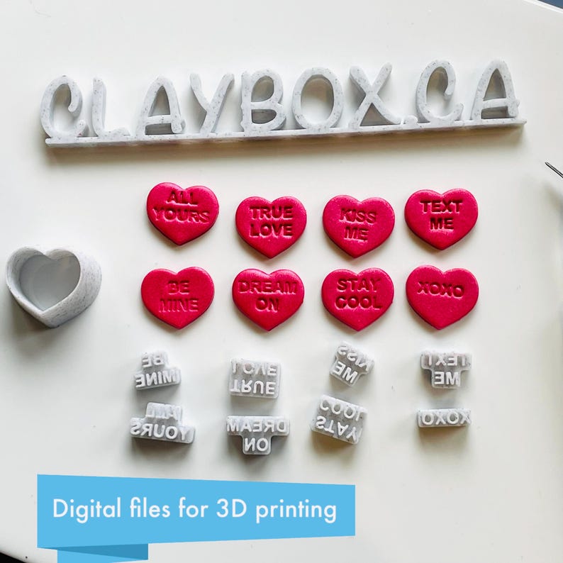 Word Heart Stamp Set With Cutter: 3D Print STL Files (digital Download ...