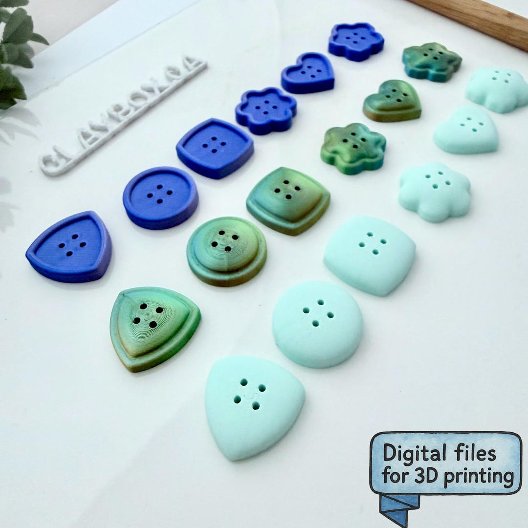 3D Printed Button STL Files | Sewing Buttons for 3D Printing | 6 Shapes ...
